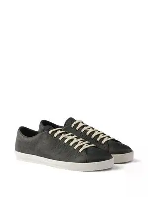 Prada Aged-effect Lace-up Low-top Sneakers - Black