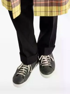 Prada Aged-effect Lace-up Low-top Sneakers - Black