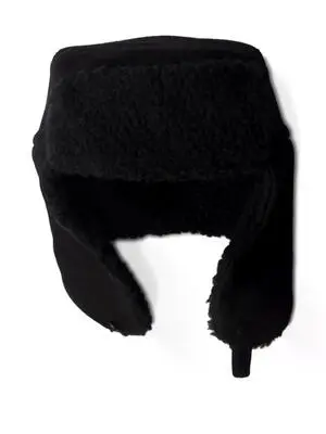 Prada Triangle Logo Fleece Trapper Hat - Black