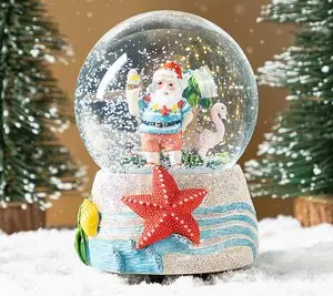 GLITZHOME Christmas Musical Snowflakes Santa Waterglobe - One-color