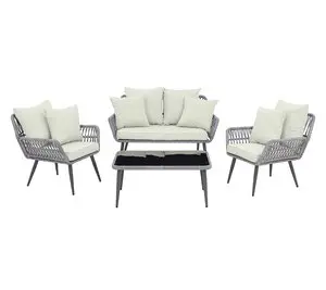 MANHATTAN COMFORT 4-piece Portofino Patio 4- Pe Rson Set - One-color