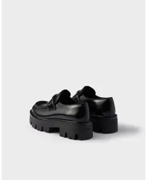 Prada Brushed Leather Loafers - Black