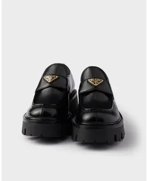 Prada Brushed Leather Loafers - Black