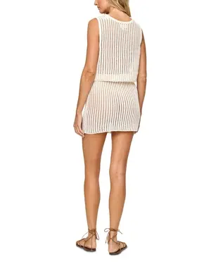 L*Space Santer Crochet Cover Up Crop Top - Cream