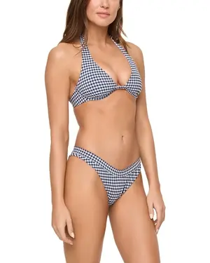 L*Space Isa Gingham Halter Bikini Top