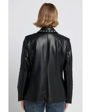 ELLE COLLECTION Studded Faux Leather Blazer
