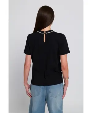 ELLE COLLECTION Embellished Bow Tee