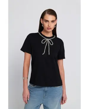 ELLE COLLECTION Embellished Bow Tee