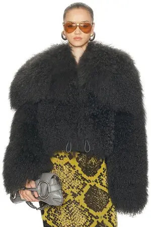 Attico Fur Bomber Jacket - Grey
