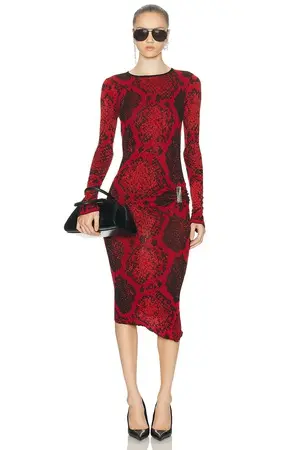 Attico Python Knit Midi Dress