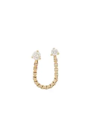 STONE AND STRAND Diamond Block Chain Double Stud Earring - 14k Yellow Gold & White Diamond