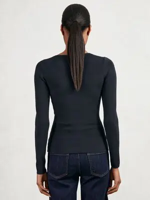 REISS Tilly Keyhole Knit Top With Chain Detail