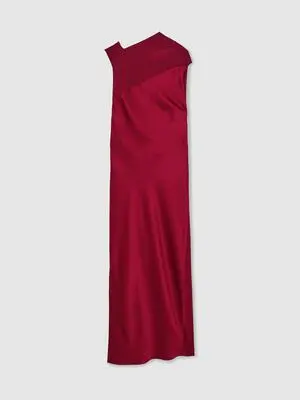 REISS Alula Petite Satin Draped Open-back Dress - Red