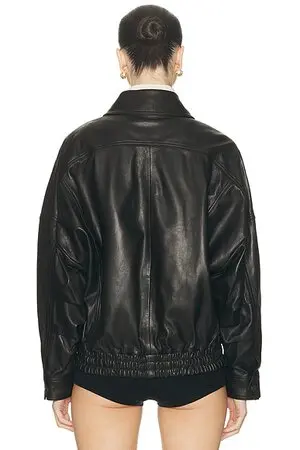 Nour Hammour Dalma Relaxed Leather Jacket - Black