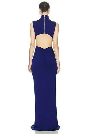 Silvia Tcherassi Sleek High Neck Maxi Dress With Back Cut-out