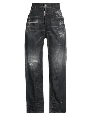 Dsquared2 Straight-leg Jeans With Leather Trim - Grey