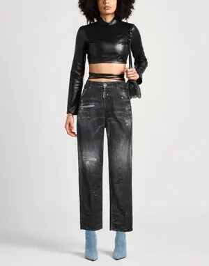 Dsquared2 Straight-leg Jeans With Leather Trim - Grey