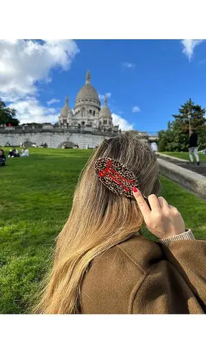 SOLAR ECLIPSE Hand-painted Leopard Bow Acetate 2-1 Daily Hair Brush