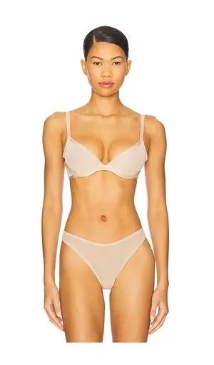 CUUP Plunge Mesh Bra In Nude - Sand