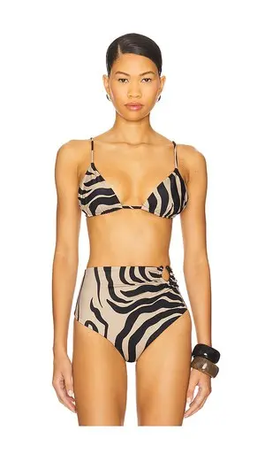 Johanna Ortiz Konibo Tank Bikini Top - Sand & Black