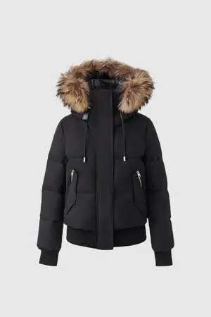 Mackage Nefi-f Down Bomber Jacket With Fur Trim - Black