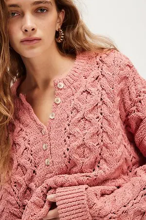Free People Polly Cable-knit Sweater - Rosie