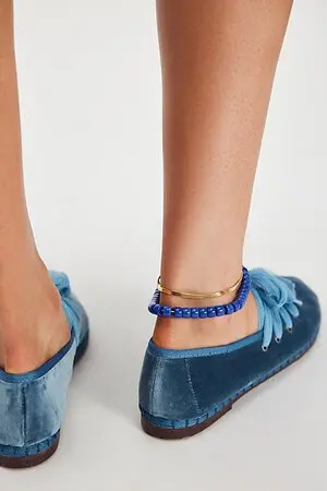 FLABELUS Ginny Chiffon Flats - Blue Velvet