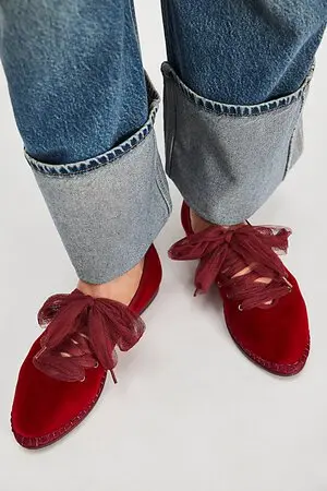 FLABELUS Ginny Chiffon Flats Red Velvet