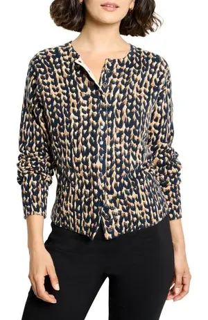 NIC+ZOE Stitch Print Snap-front Cotton Cardigan