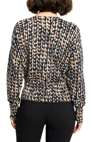 NIC+ZOE Stitch Print Snap-front Cotton Cardigan