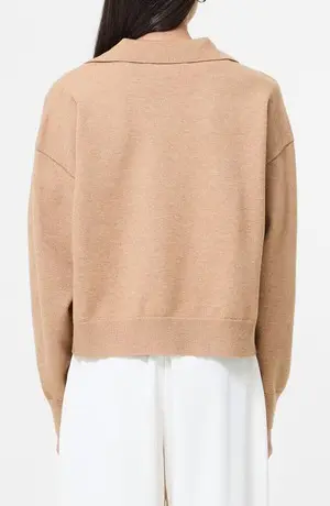 French Connection Sloane Johnny Collar Pullover - Camel Melange