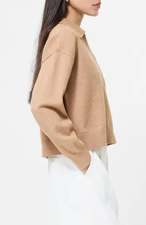 French Connection Sloane Johnny Collar Pullover - Camel Melange