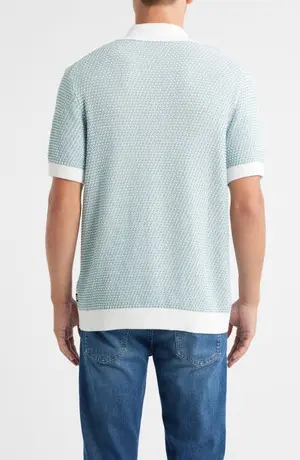 BOSS Iconico Texture Knit Camp Shirt - Light/pastel Blue