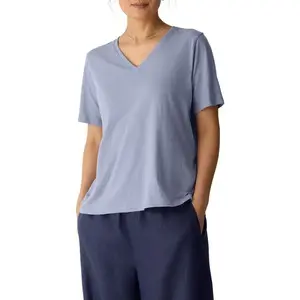Eileen Fisher Easy V-neck Organic Cotton T-shirt - Haze