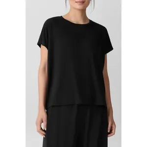 Eileen Fisher Crewneck Wedge Top - Black