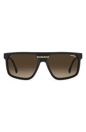 Carrera Eyewear Victory C 60mm Square Flat Top Sunglasses - Matte Black/brown Green