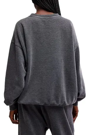 Free People Intimately Fp Slow It Down Oversized Cotton-blend Sweatshirt - Black