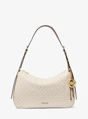 Michael Kors Nolita Medium Signature Logo Shoulder Bag - Natural