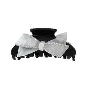BY ADINA EDEN Bow Medium Claw Clip - Black  White
