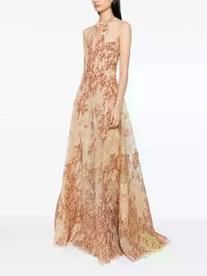 SAIID KOBEISY Embroidered Halterneck Gown