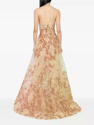 SAIID KOBEISY Embroidered Halterneck Gown