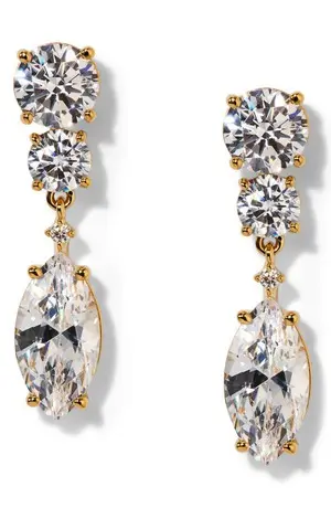 Nadri Everleigh Cubic Zirconia Double Drop Earrings - Gold