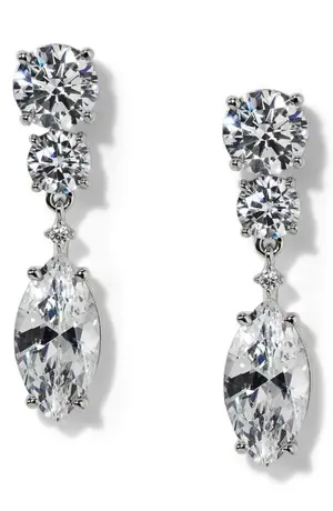 Nadri Everleigh Cubic Zirconia Double Drop Earrings - Rhodium
