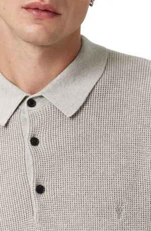 ALLSAINTS Waffle Knit Polo - Light Grey