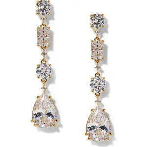 Nadri Everleigh Cubic Zirconia Linear Drop Earrings - Gold