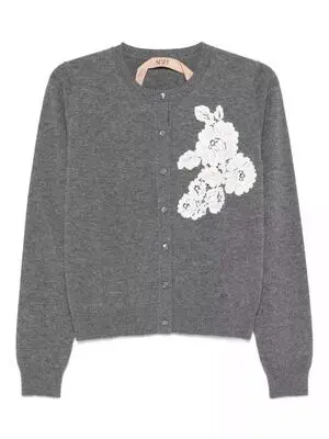 N°21 Floral-lace Cardigan - Grey