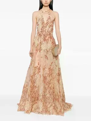 SAIID KOBEISY Embroidered Halterneck Gown