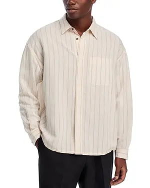 FRAME Long Sleeve Button Front Shirt - Natural Stripe