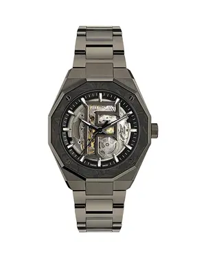 FERRAGAMO Edge Skeleton Automatic Watch - Black/black