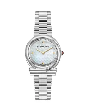 FERRAGAMO Gancini Twisted Bracelet Watch - Silver/silver